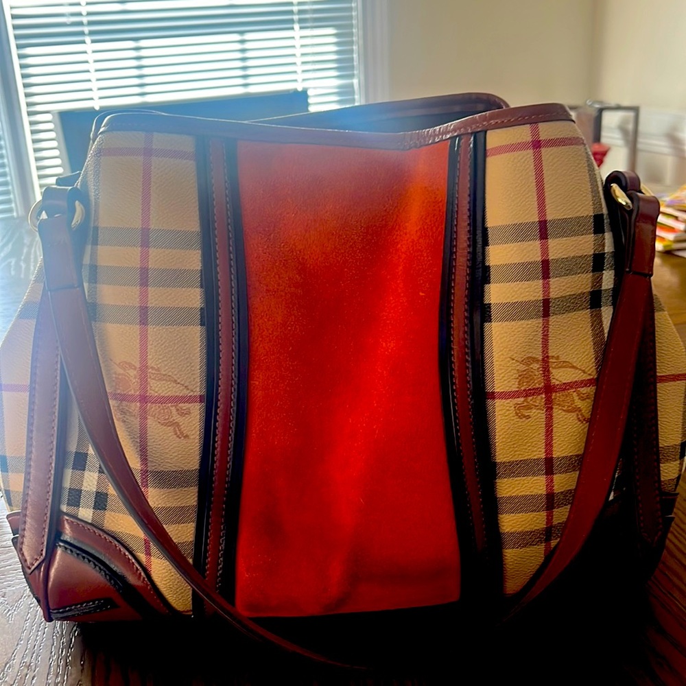 Authentic Burberry Orange Suede And Nova Bag - Gem